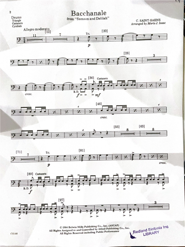 Bacchanale From Samson and Delilah | PDF