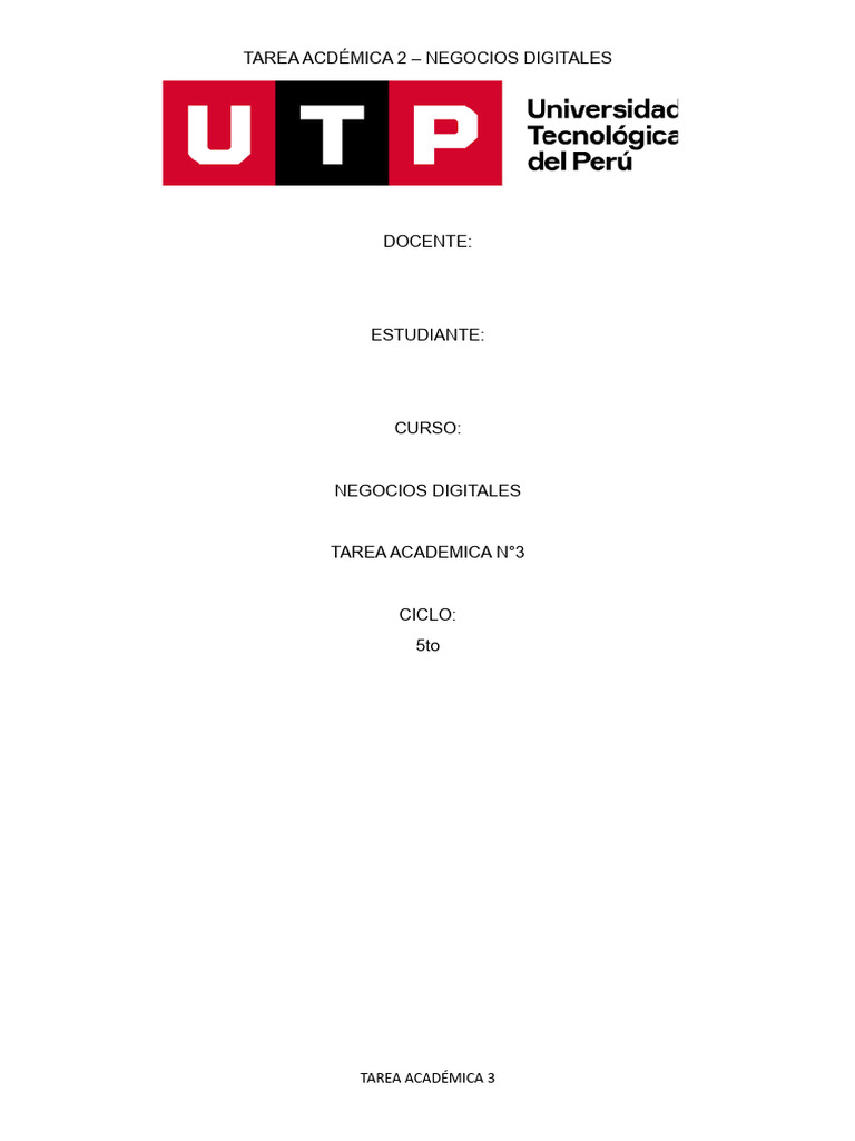 Negocios Digitales Tarea Academica 3 Pdf Servicio De Redes Sociales