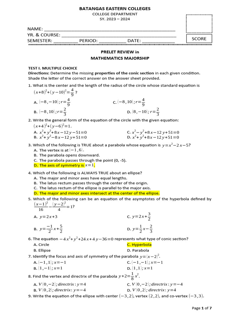 Pre Let Review | PDF | Asymptote | Mathematical Analysis