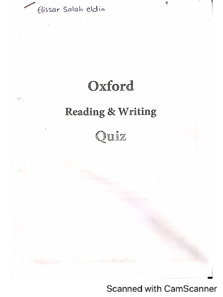 English Reading and Writing Quiz | PDF