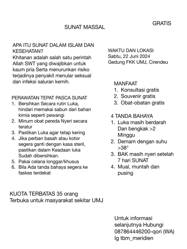 Sunatan Massal Gratis di UMJ | PDF