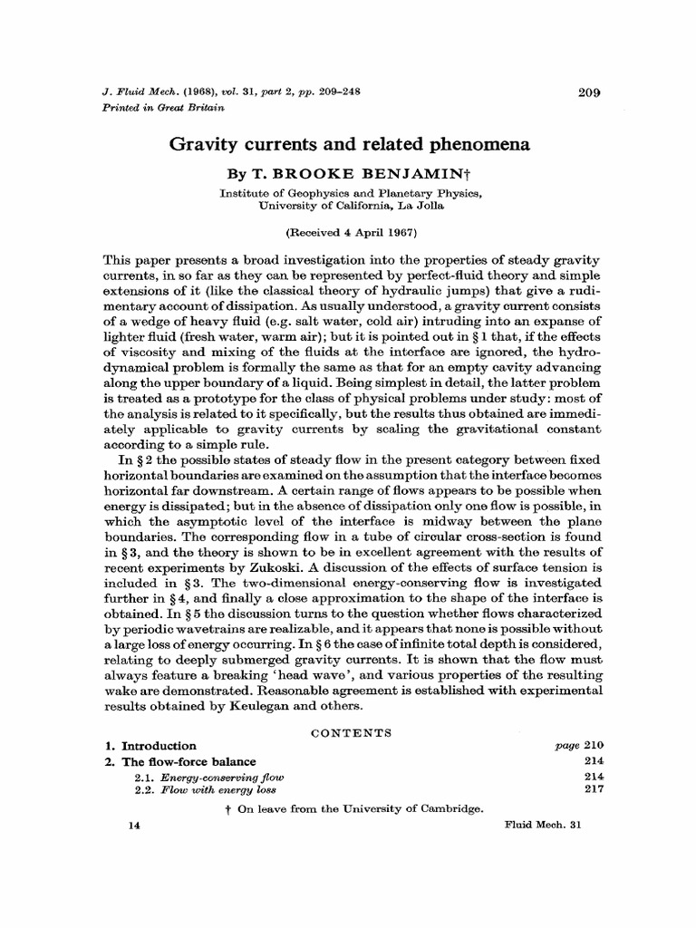 Gravity Currents and Related Phenomena | PDF | Fluid Dynamics | Force