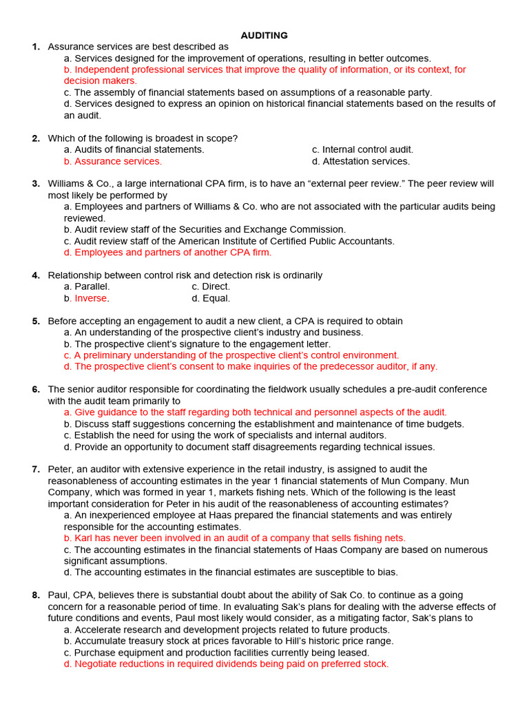 Prevalidation AUDITING 2 | PDF | Audit | Auditor's Report