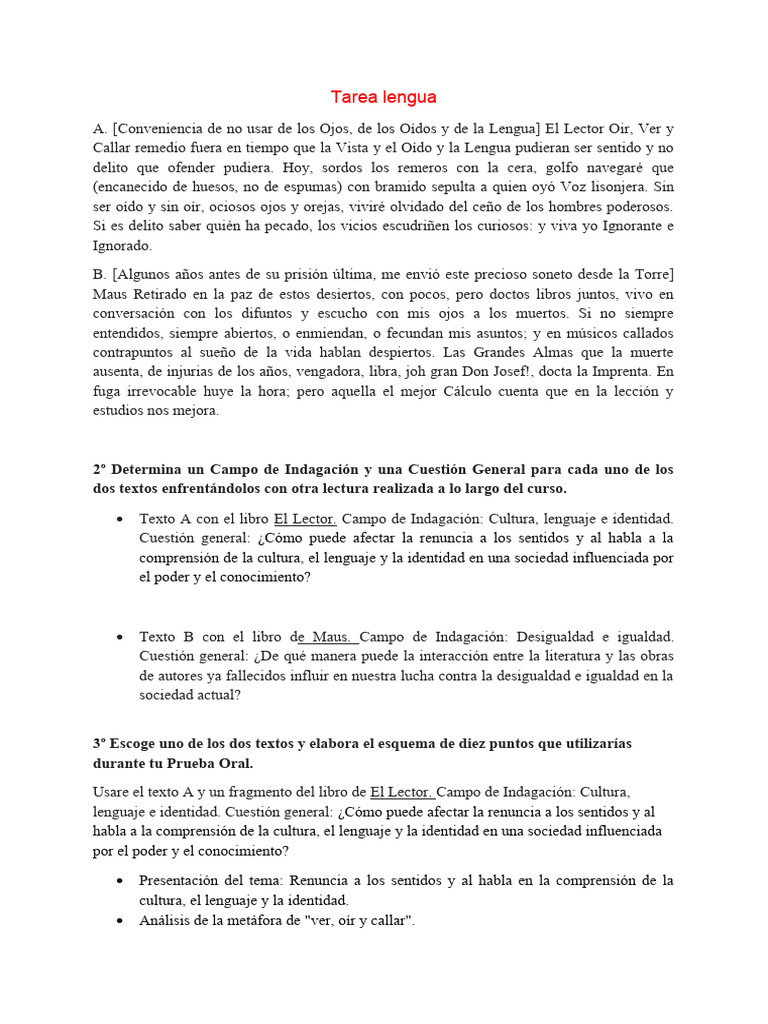 Tarea Lengua | PDF | Conocimiento