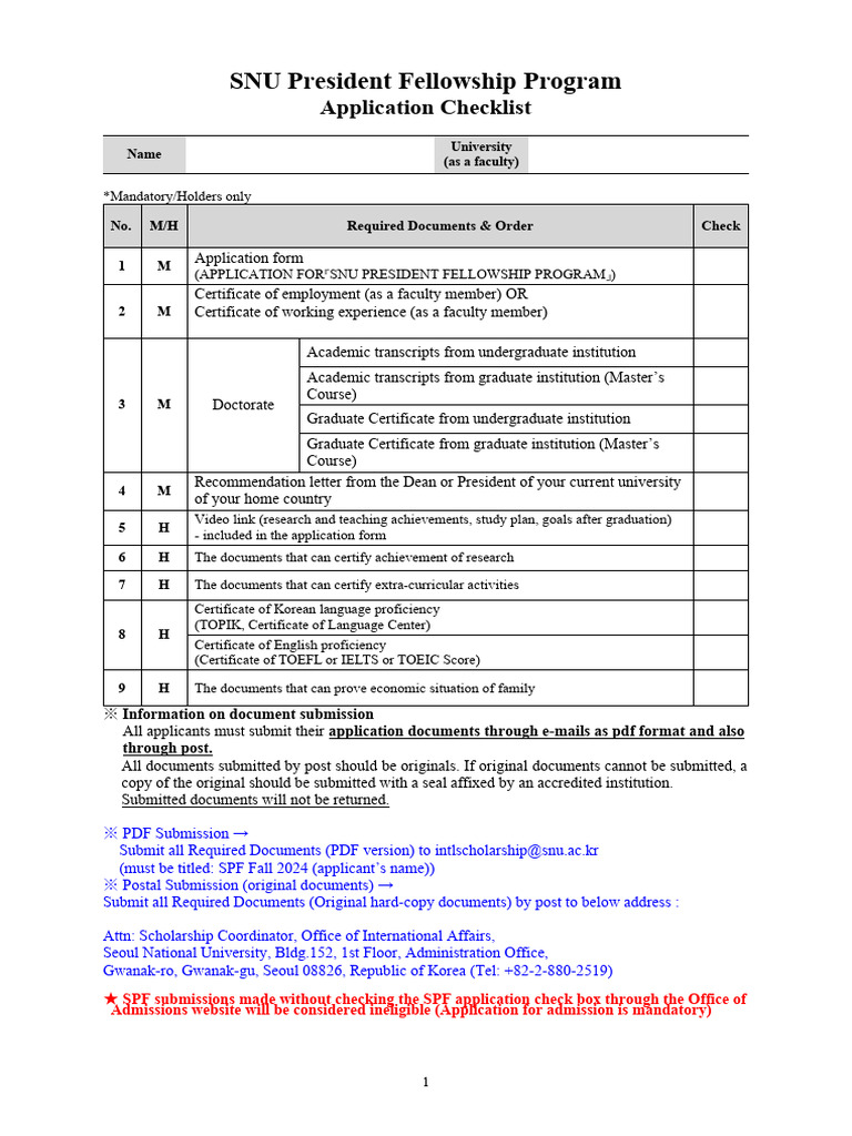 SPF Application Form - Spring 2025 | PDF | Information