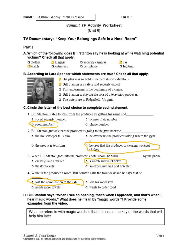 Summit TV Unit 6 | PDF