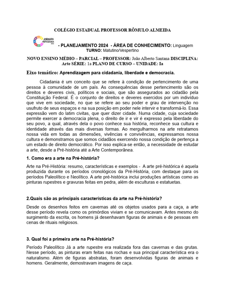 ARTE NA PRÉ HISTÓRIA - MATERIAL DO PROFESSOR | PDF | Arte Rupestre