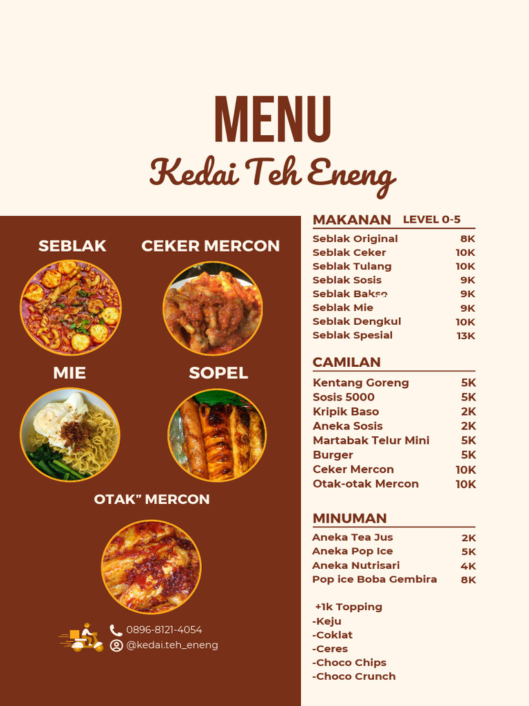 Menu Variasi Seblak dan Minuman Enak | PDF | Memasak, Makanan, & Anggur