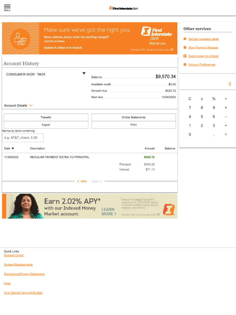 203 First Interstate Loan Statement | PDF