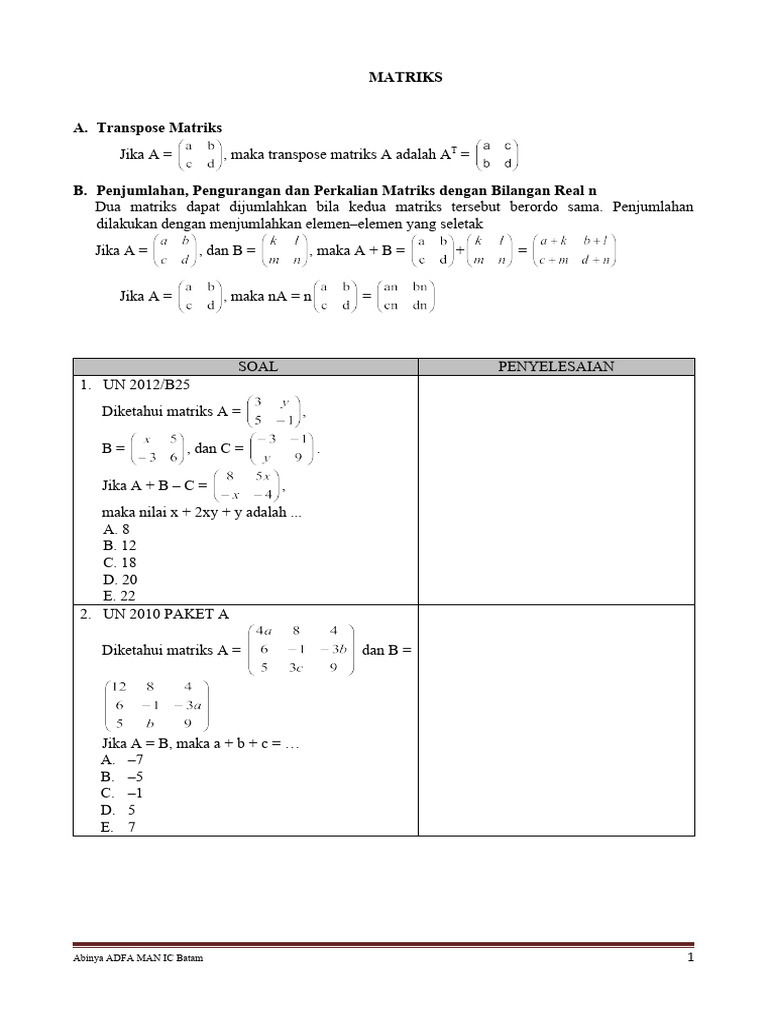 Matriks | PDF