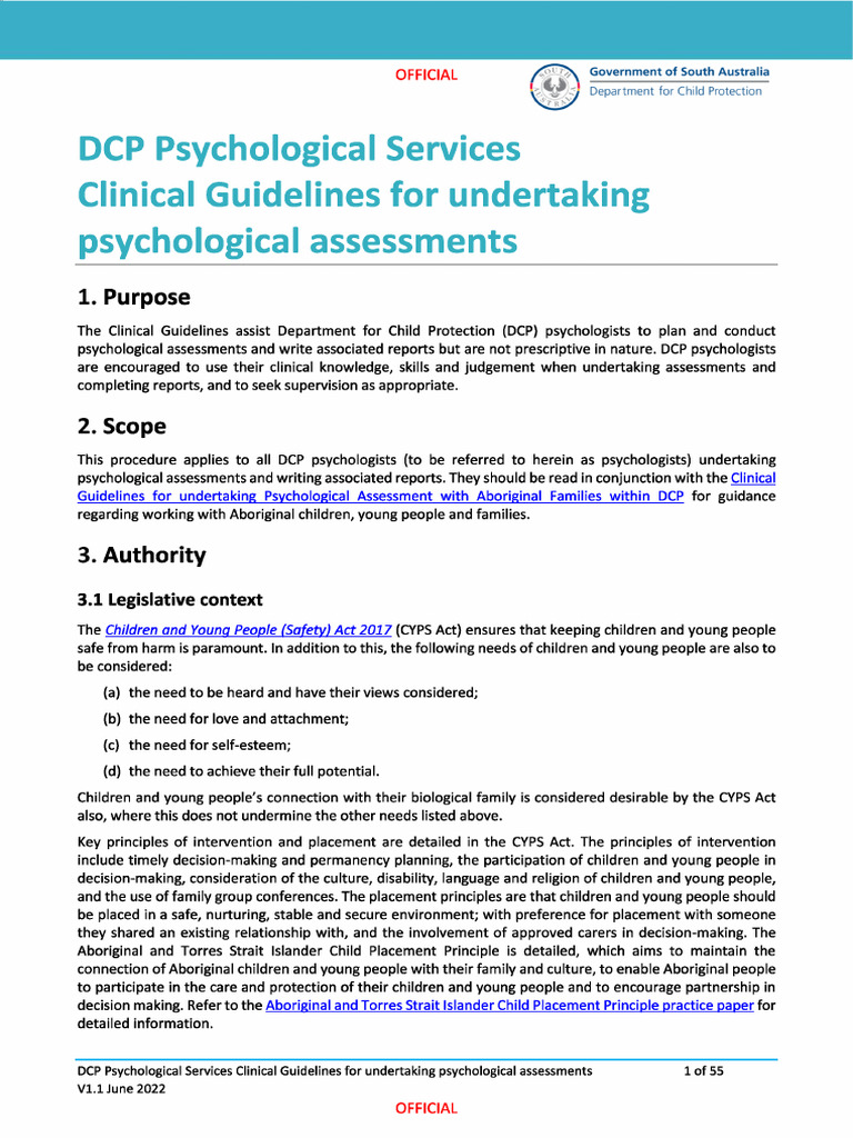 DCP Psychological Assessment Guidelines | PDF | Clinical Psychology ...