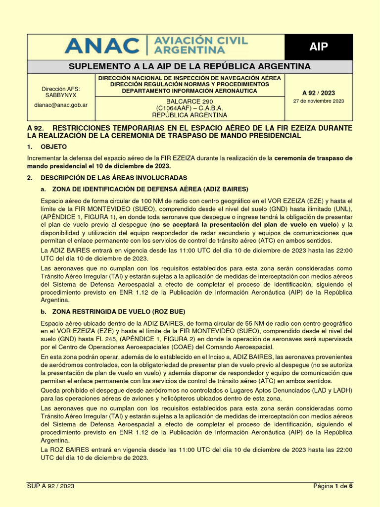 Sup Aip | PDF | Control de tráfico aéreo | Transporte