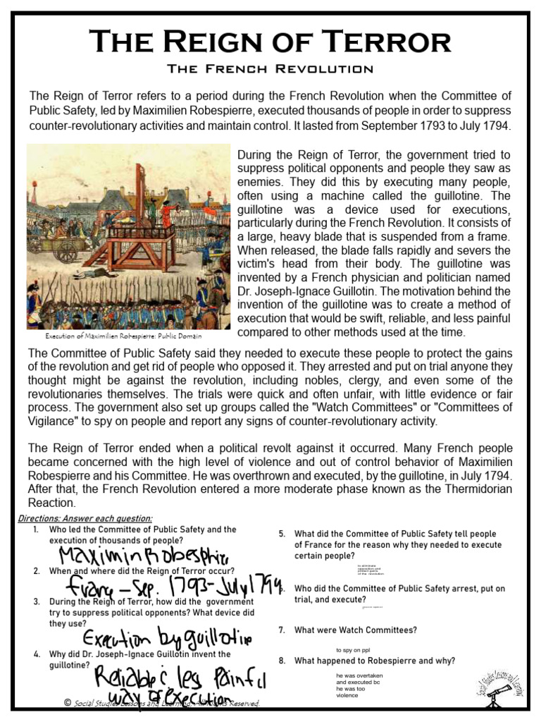 French Revolution: Reign of Terror Overview | PDF | Reign Of Terror ...