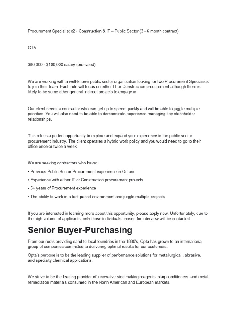 Procurment Specialist Thoughts | PDF | Procurement | Request For Proposal