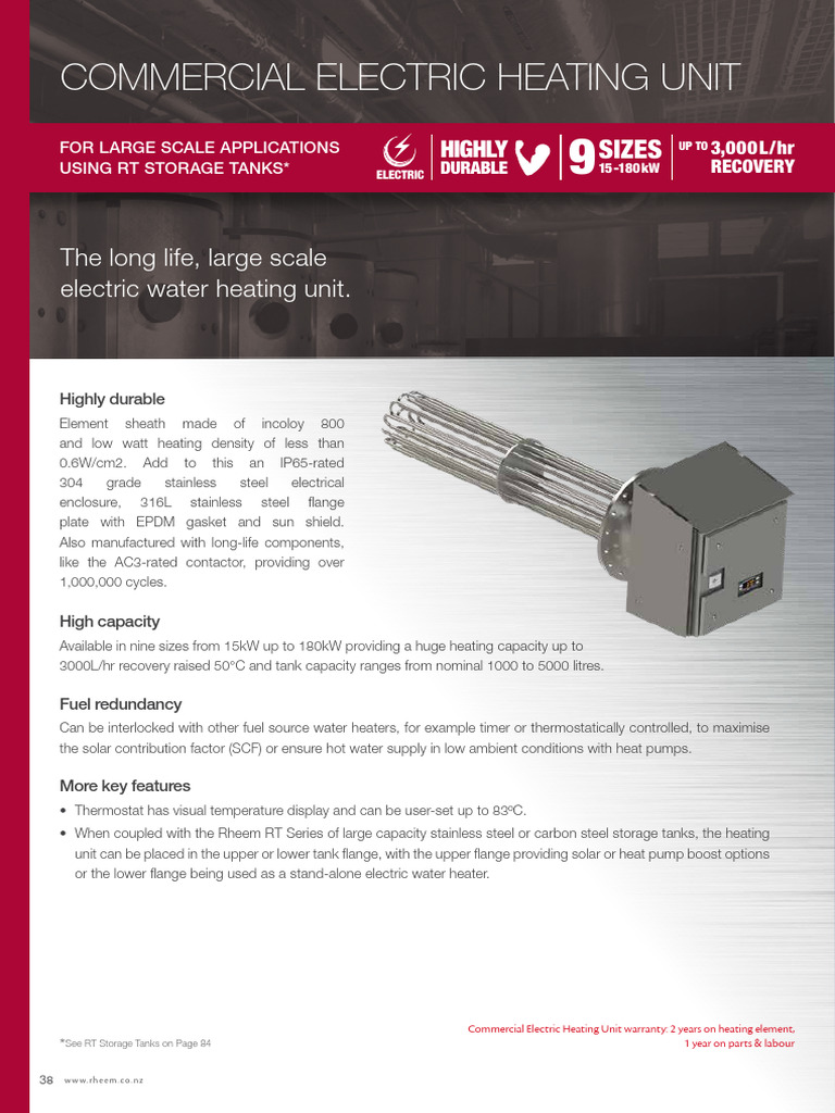 Rheem Comm Electric Heating Unit | PDF | Water Heating | Electric Heating