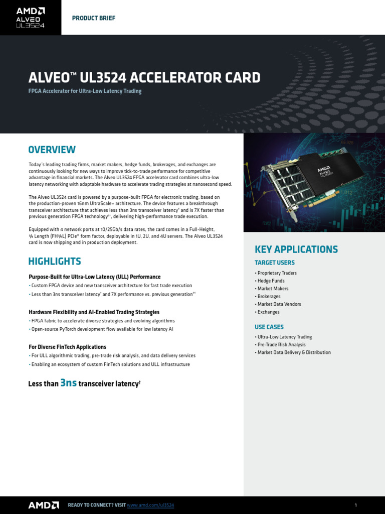 Product Brief UL3524 Alveo Accelerator Card | PDF | Field Programmable ...