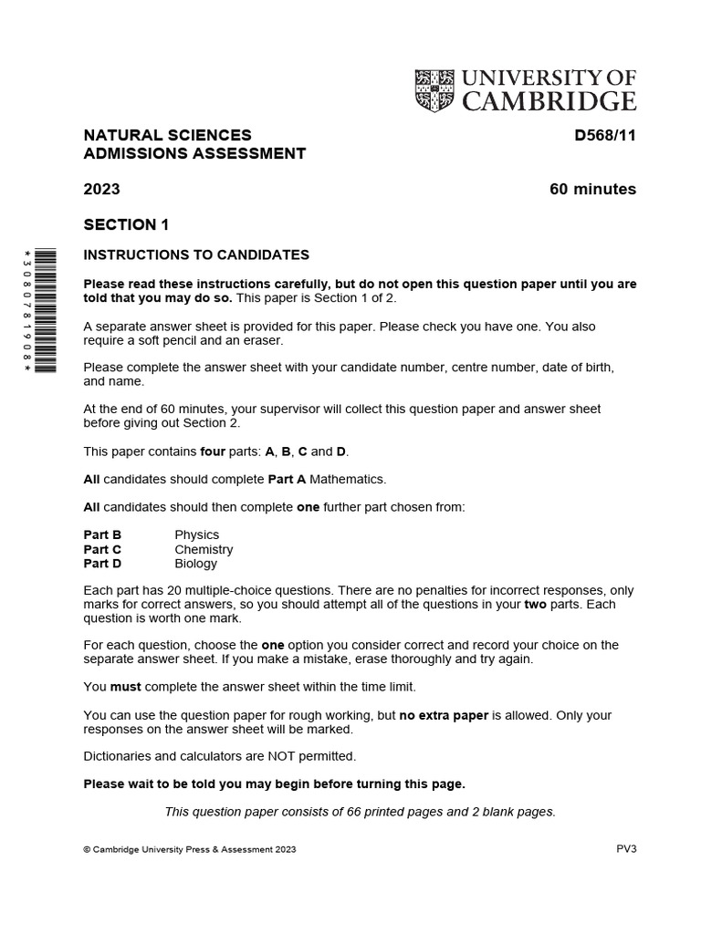 NSAA 2023 S1 QuestionPaper | PDF | Titanium | Atoms