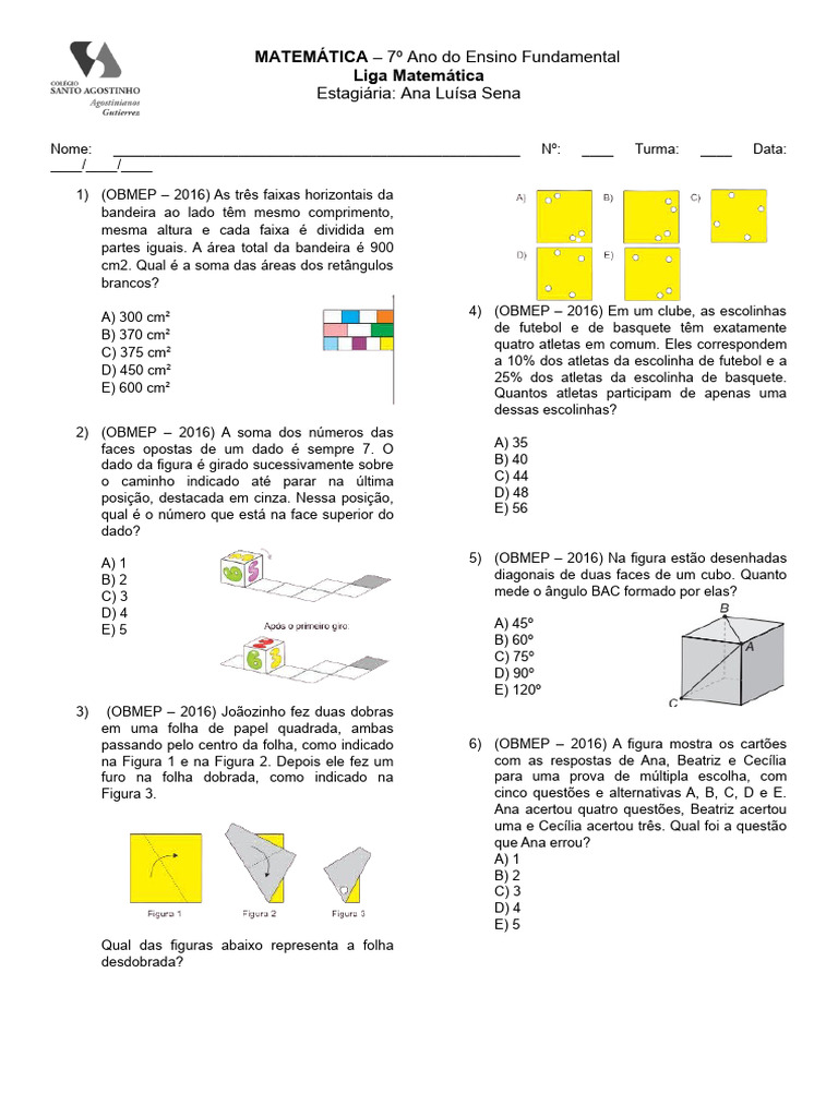 7ºANO Liga Matemática Obmep 2021 | PDF | Triângulo