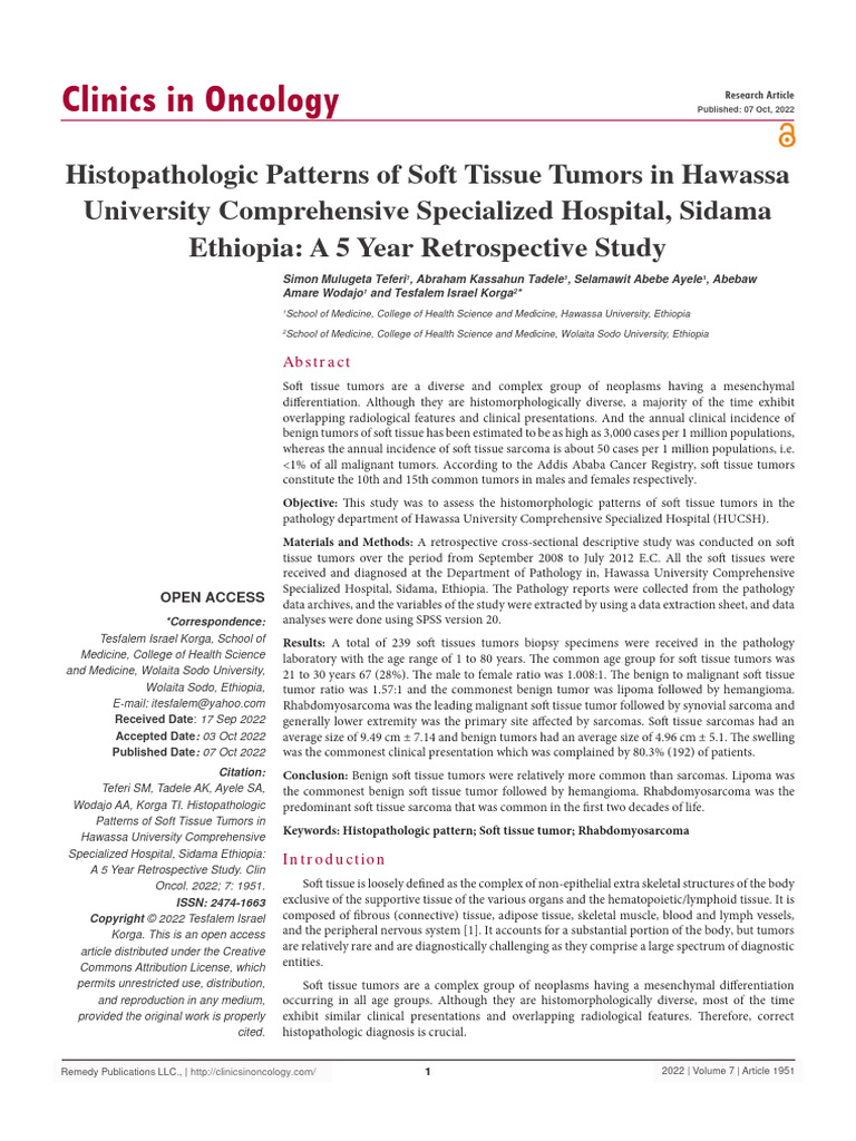 Histopathologic Patterns of Soft Tissue Tumors in Hawassanbspuniversity 9294 | PDF | Sarcoma ...
