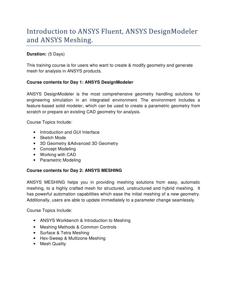 ANSYS Geometry & Meshing Training Course | PDF | Computers