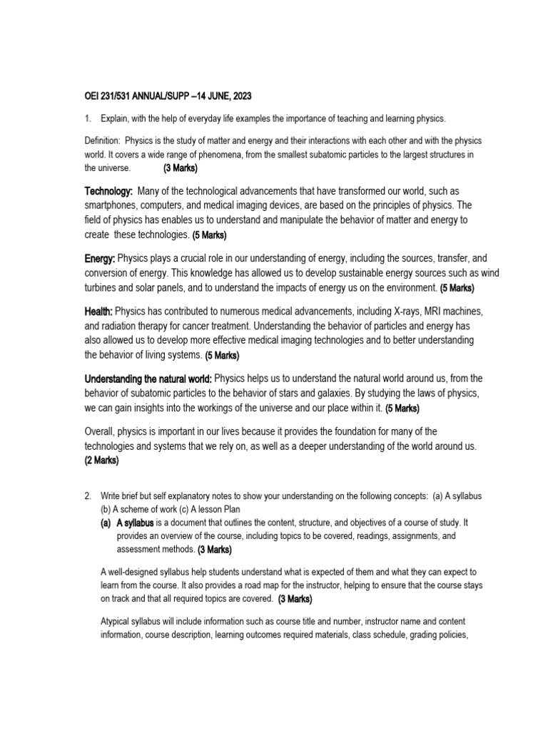 OEI 231 AEa | PDF | Physics | Learning