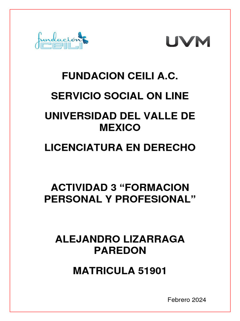 Actividad 3 Formacion Personal y Profesional | Descargar gratis PDF ...