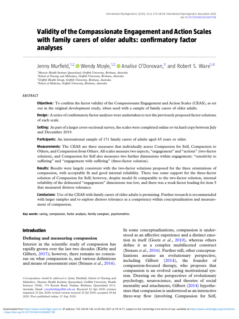 Validity of The Compassionate Engagement and Action Scales With Family ...