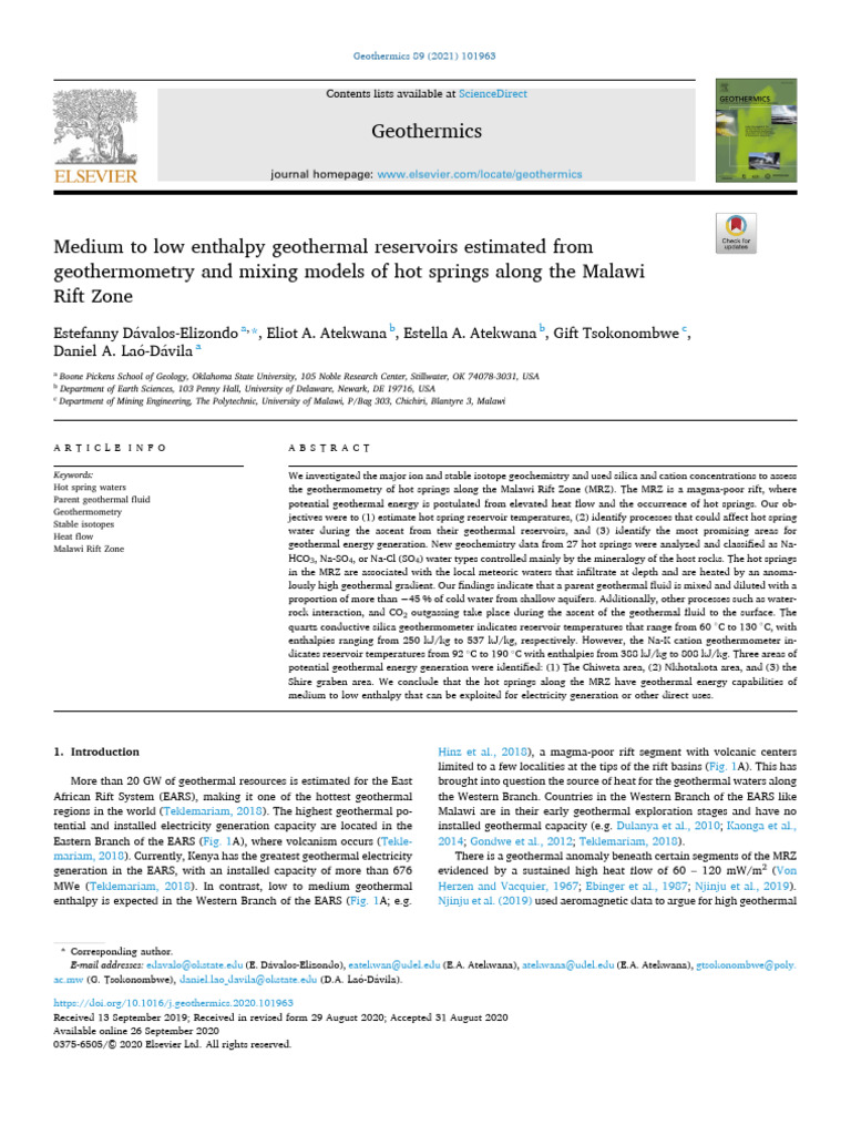 Medium To Low Enthalpy Geothermal Reservoirs Estimated From Geoth ...