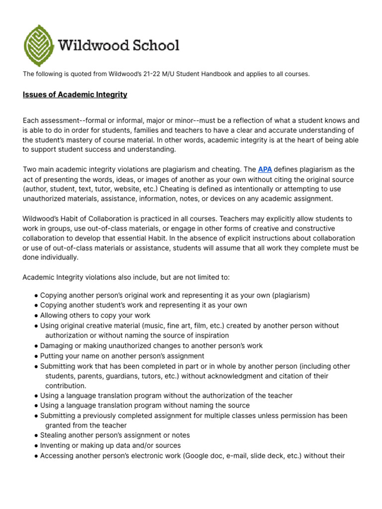 Understanding Academic Integrity Violations | PDF | Academic Integrity ...