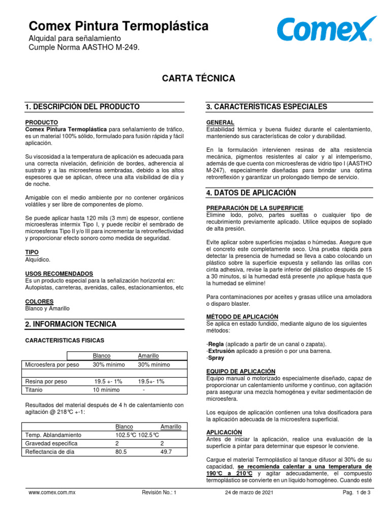 CT Comex Pintura Termoplastica M 249 | Descargar gratis PDF | Hormigón | Usuario (informática)