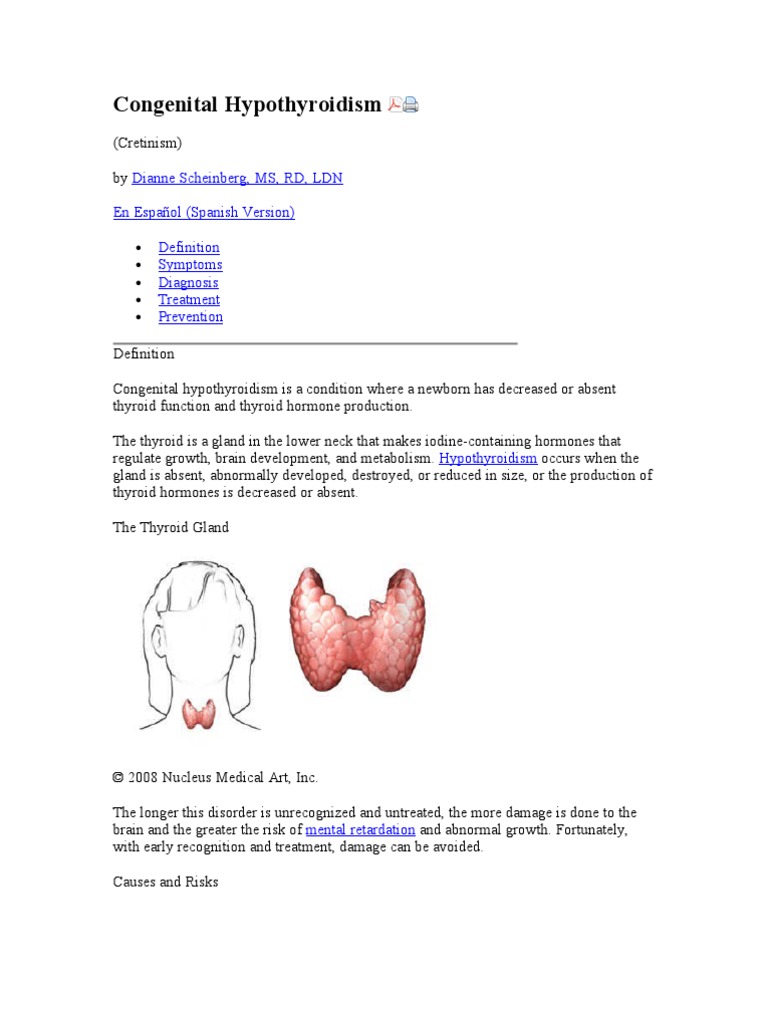 Early Detection and Treatment of Congenital Hypothyroidism: Screening ...