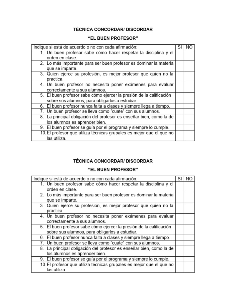 Concordar Discordar El Buen Profesor | PDF