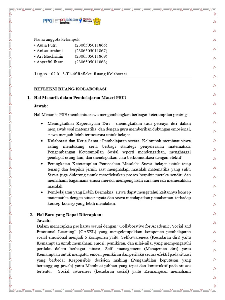 Refleksi Pembelajaran PSE | PDF