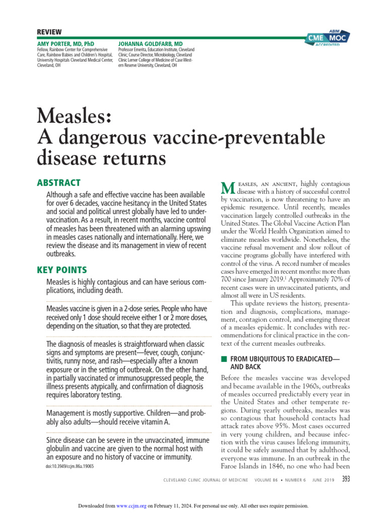 measles vaccine preventable disease | PDF | Measles | Infection