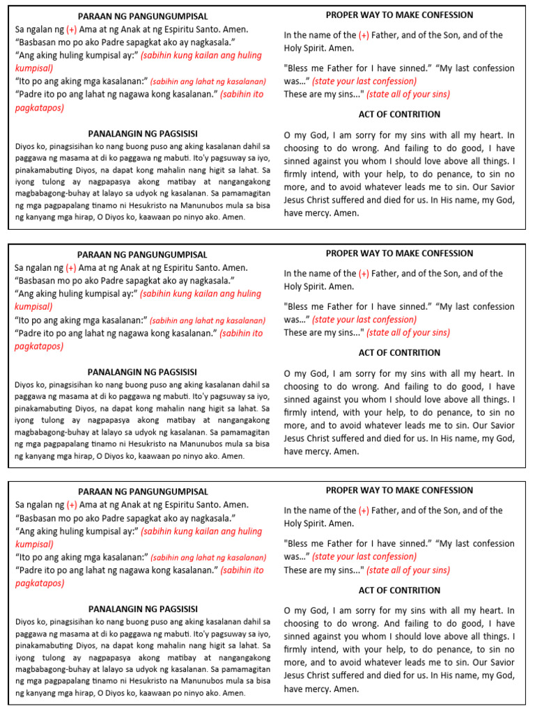 Paraan NG Pangungumpisal | PDF
