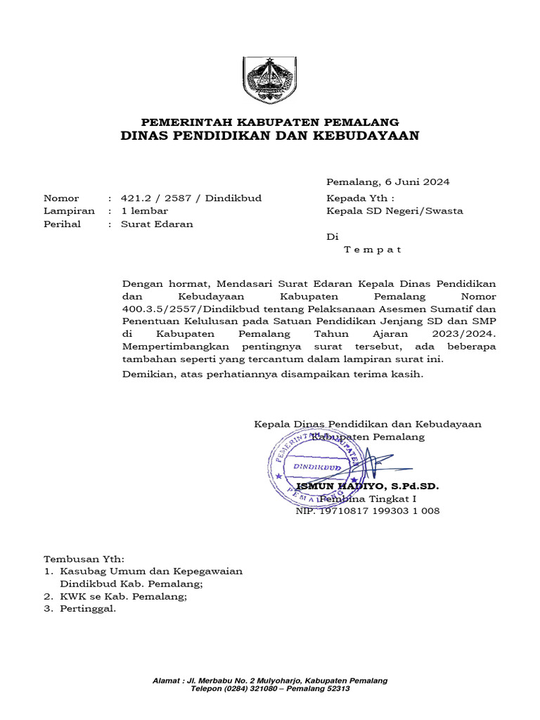 SURAT EDARAN KELULUSAN SD DAN LAMPIRAN | PDF SURAT EDARAN KELULUSAN SD DAN LAMPIRAN | PDF