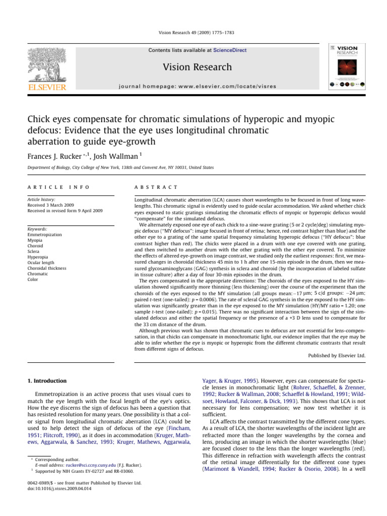 Vision Research: Frances J. Rucker, Josh Wallman | PDF | Contrast ...