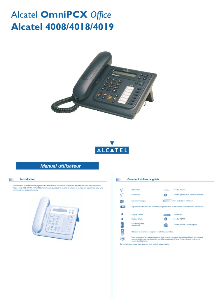Alcatel 4008 - 4018 - 4019 Man FR | PDF | Clavier d'ordinateur | Téléphone
