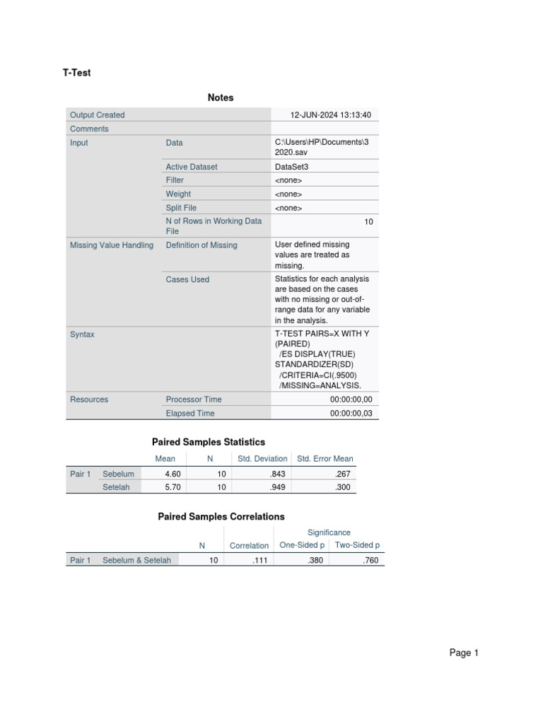 T-Test: Notes | PDF | Effect Size | Standard Deviation