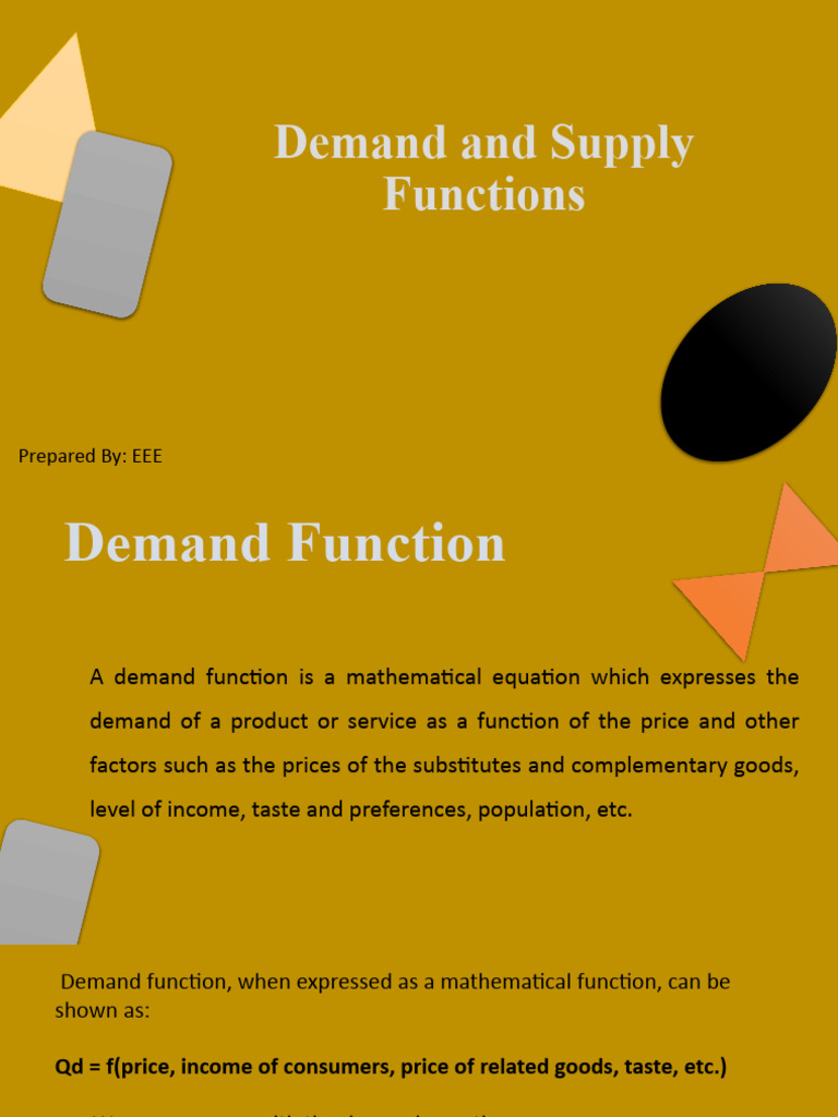 Lesson 4 Demand and Supply Functions | PDF | Demand | Supply (Economics)