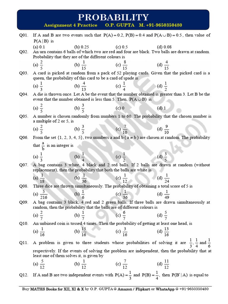 A4P Probability | PDF | Probability Distribution | Probability Theory