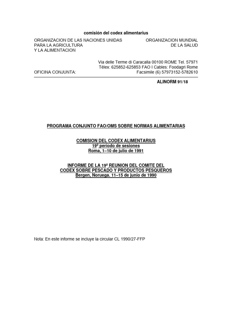 codex pescados | PDF | Organización de Comida y Agricultura | Alimentos