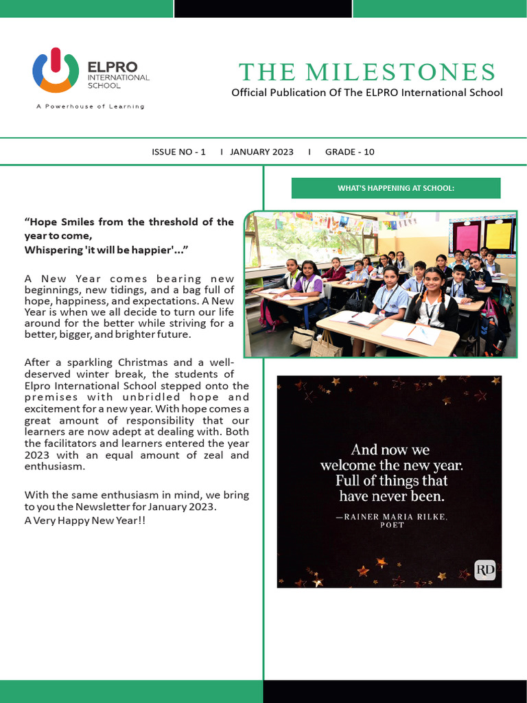 EIS Milestones January Issue 1 - Grade 10 | PDF | Career & Growth