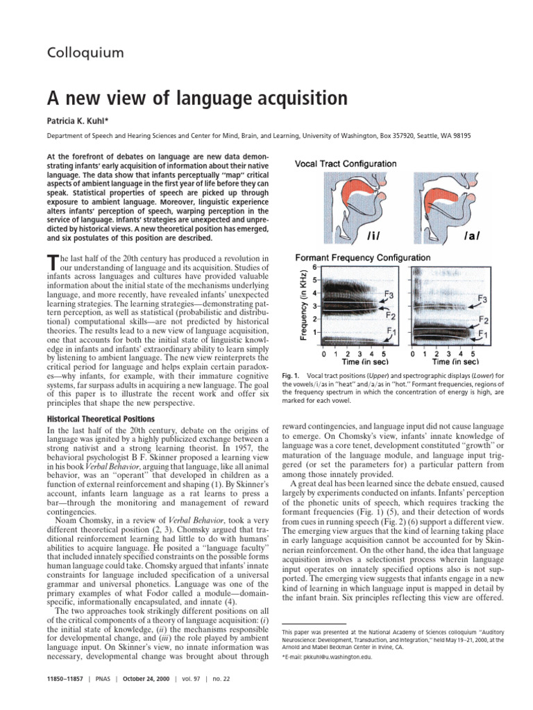 A new view of language acquisition | PDF | Language Acquisition | Perception