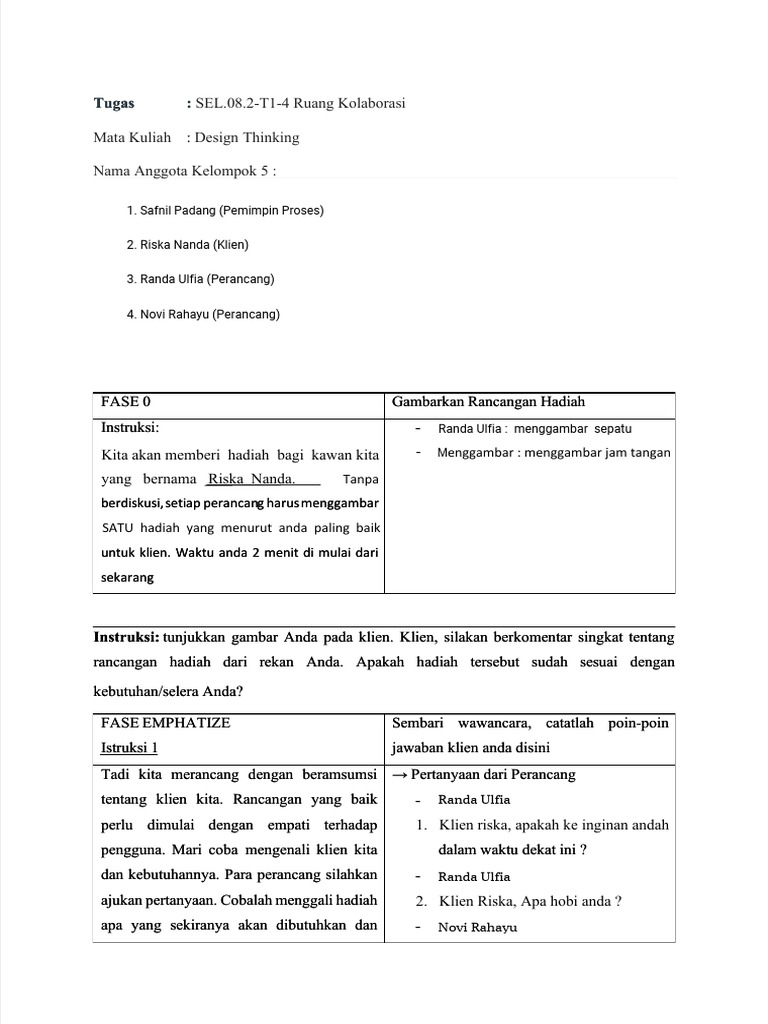 Topik 1 Design Thunking - Ruang Kolaborasi - Kelompok 5 | PDF ...