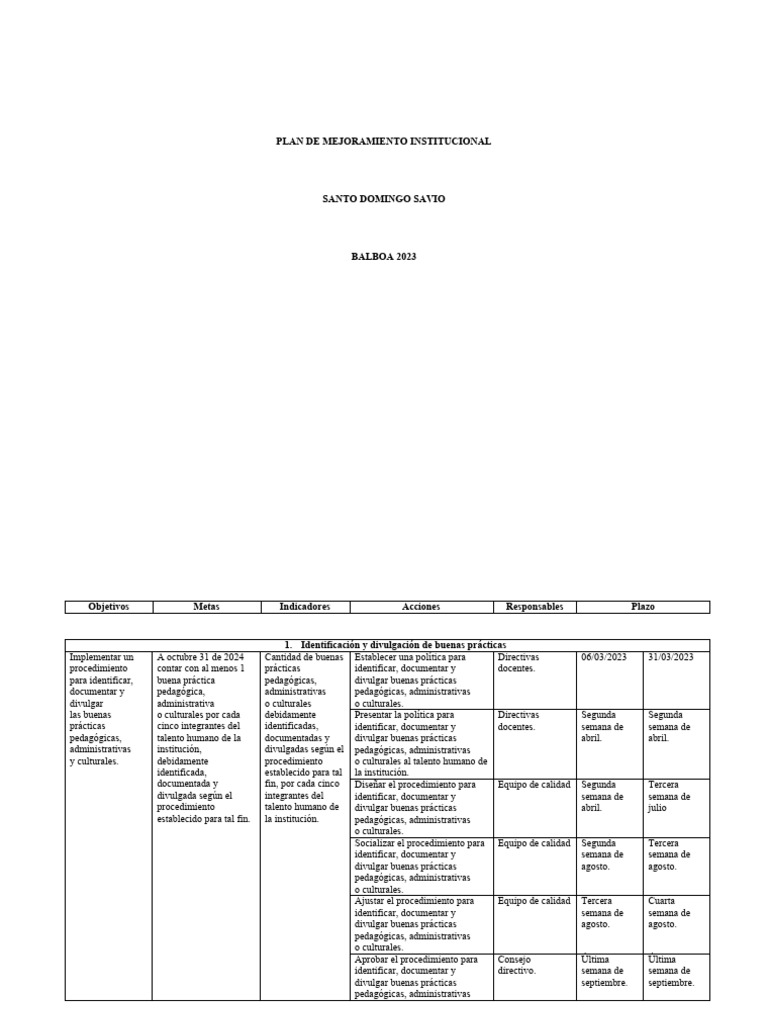 Plan de Mejoramiento SADOSA 2023 | PDF | Accesibilidad | Informática