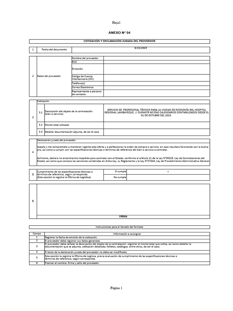 Anexo N°04 - Prof. Tec. | PDF