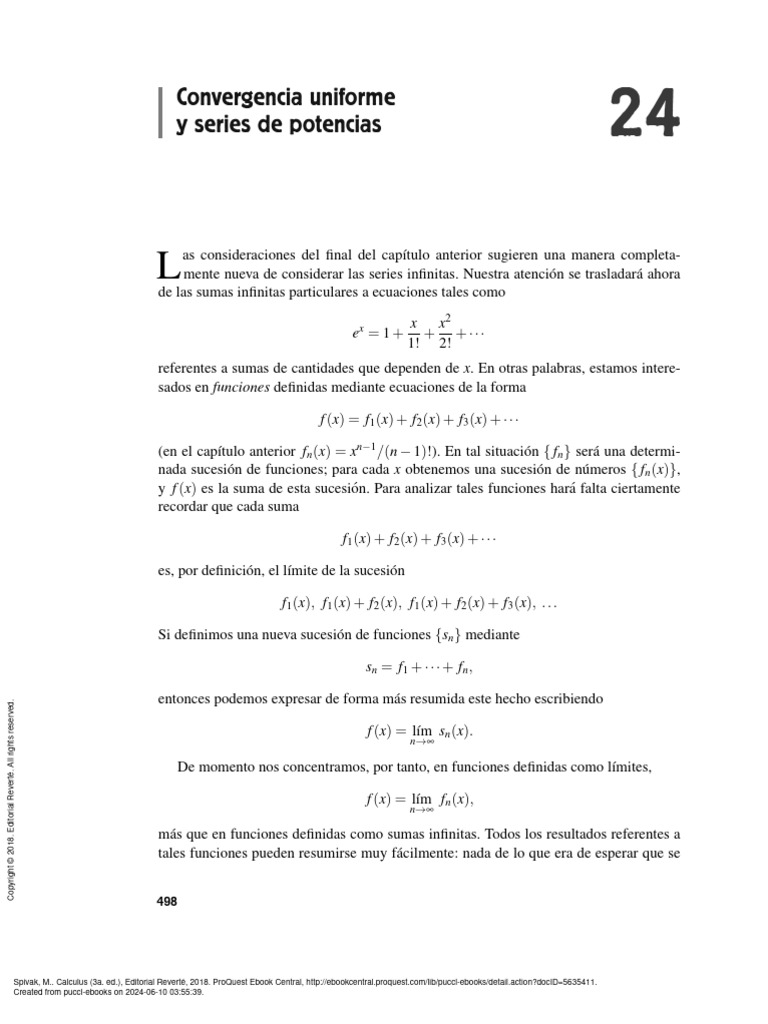 Calculus (3a. Ed.) - (Convergencia Uniforme y Series de Potencias ...
