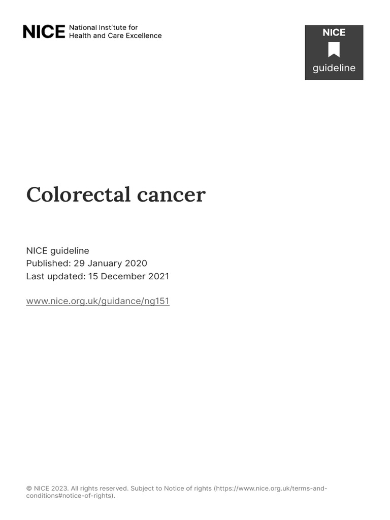 2021 - NICE Guideline On Colorectal Cancer | PDF | Colorectal Cancer ...