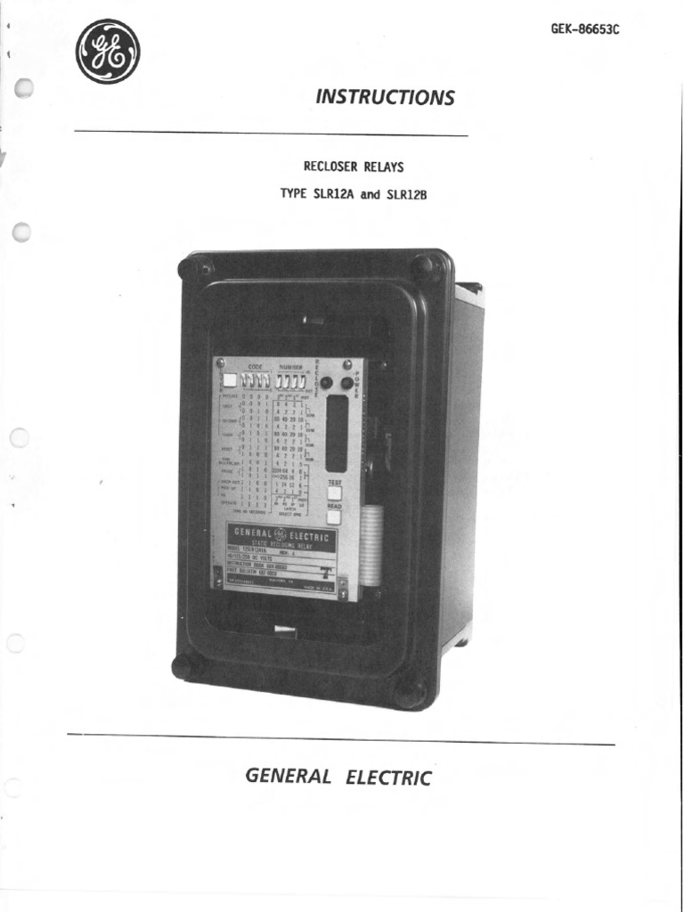 GEK-86653C Recloser Relays Type SLR12A and SLR12B | PDF